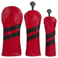 3Pcs PU Leather Golfs Club Head Cover Golfs Driver Headcover Stripe ...