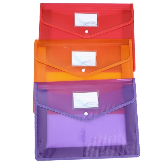 3Pcs PVC Document Folder Clear Document Envelope Folder with Snap ...