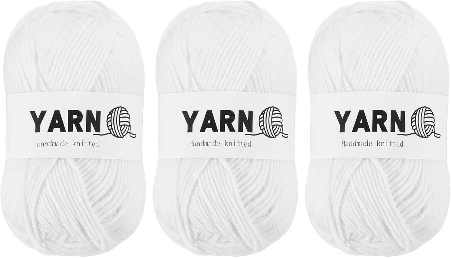 3Pcs Pale White Acrylic Yarn 400 Yard 4 Ply Soft Crochet Yarns Sport ...