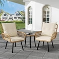 3Pcs Patio Furniture Set with 2 Upholstered Rattan Chairs & Coffee ...
