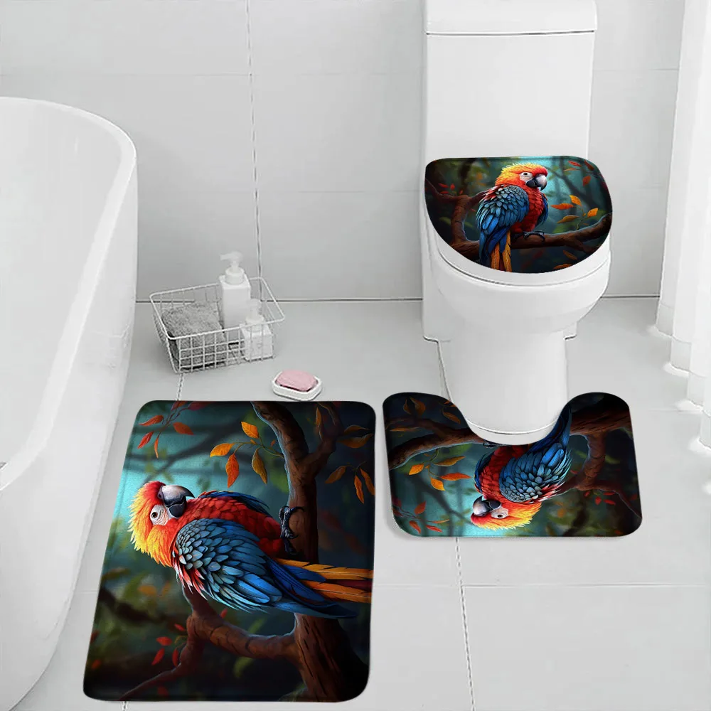 3Pcs Peacock Floor Mat Rainforest Jungle Botanical Animal Flower Parrot ...
