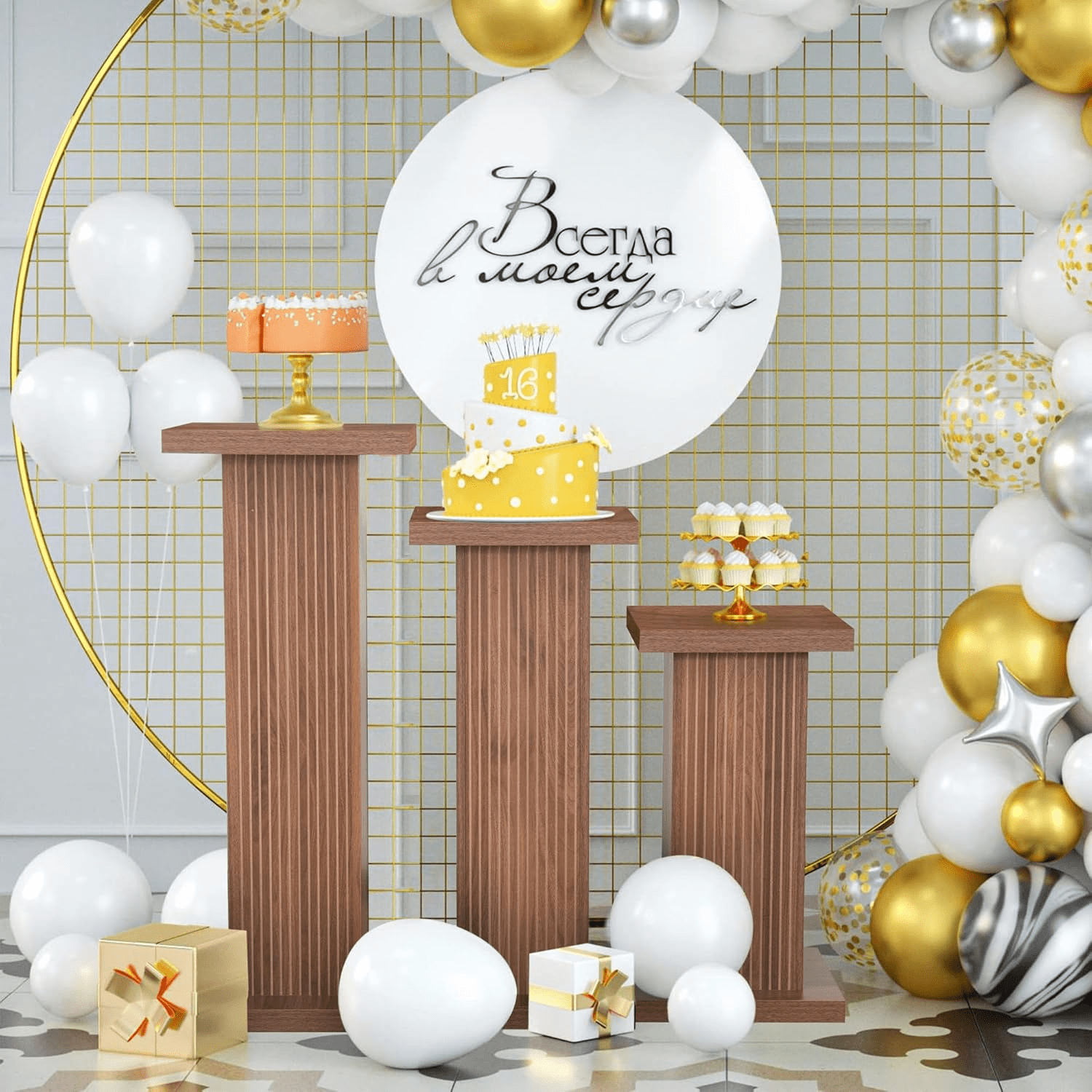 3Pcs Pedestal Stand for Party, Column Decoration Pedestal Cube with ...