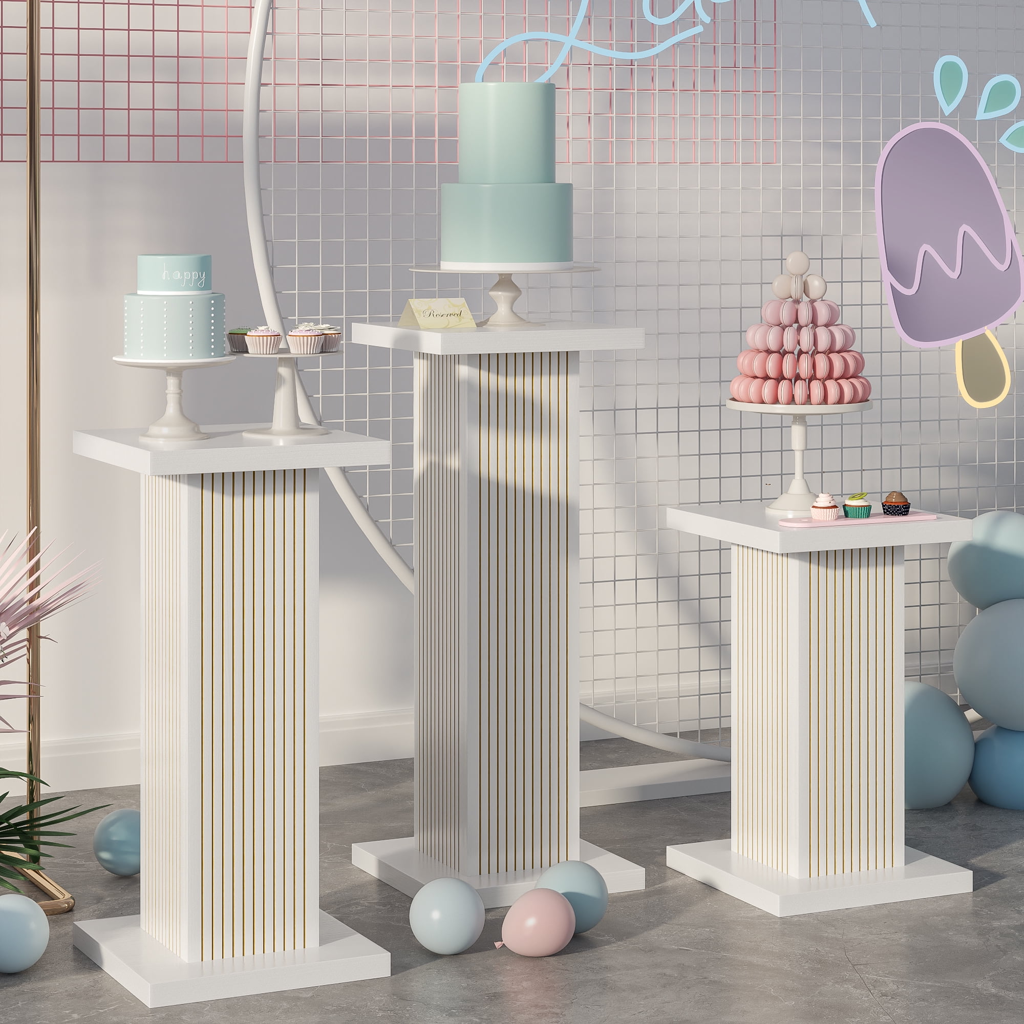 3Pcs Pedestal Stand for Party, Column Decoration Pedestal Cube with ...