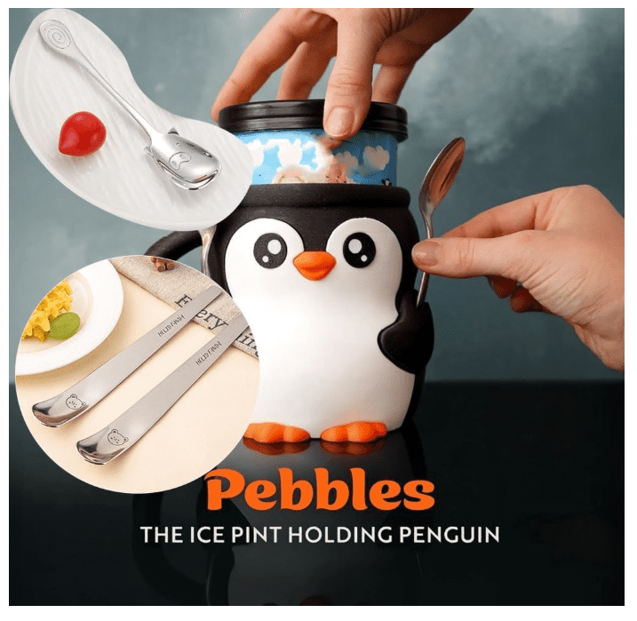 3Pcs Penguin Ice Cream Holder, Cute 3D Printed Penguin Design Ice Pint ...