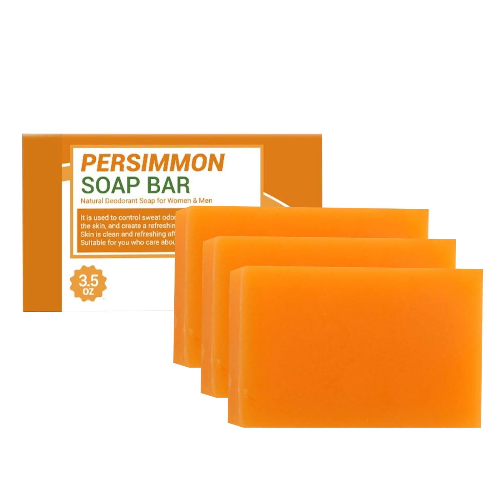 3Pcs Persimmon Soap Bar for Body Odor Control, Natural Deodorant Body ...