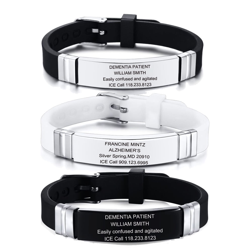 3Pcs Personalized Alzheimers Dementia Identification Bracelet Set for ...