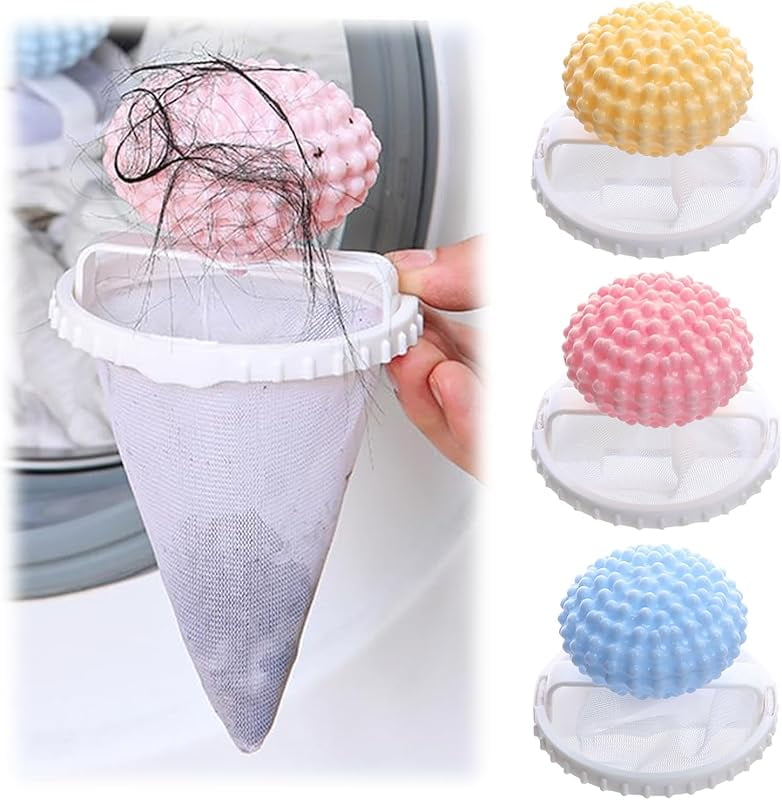 3Pcs-Pet Hair Remover for Laundry,Floating Hair Filtering Mesh Remova ...