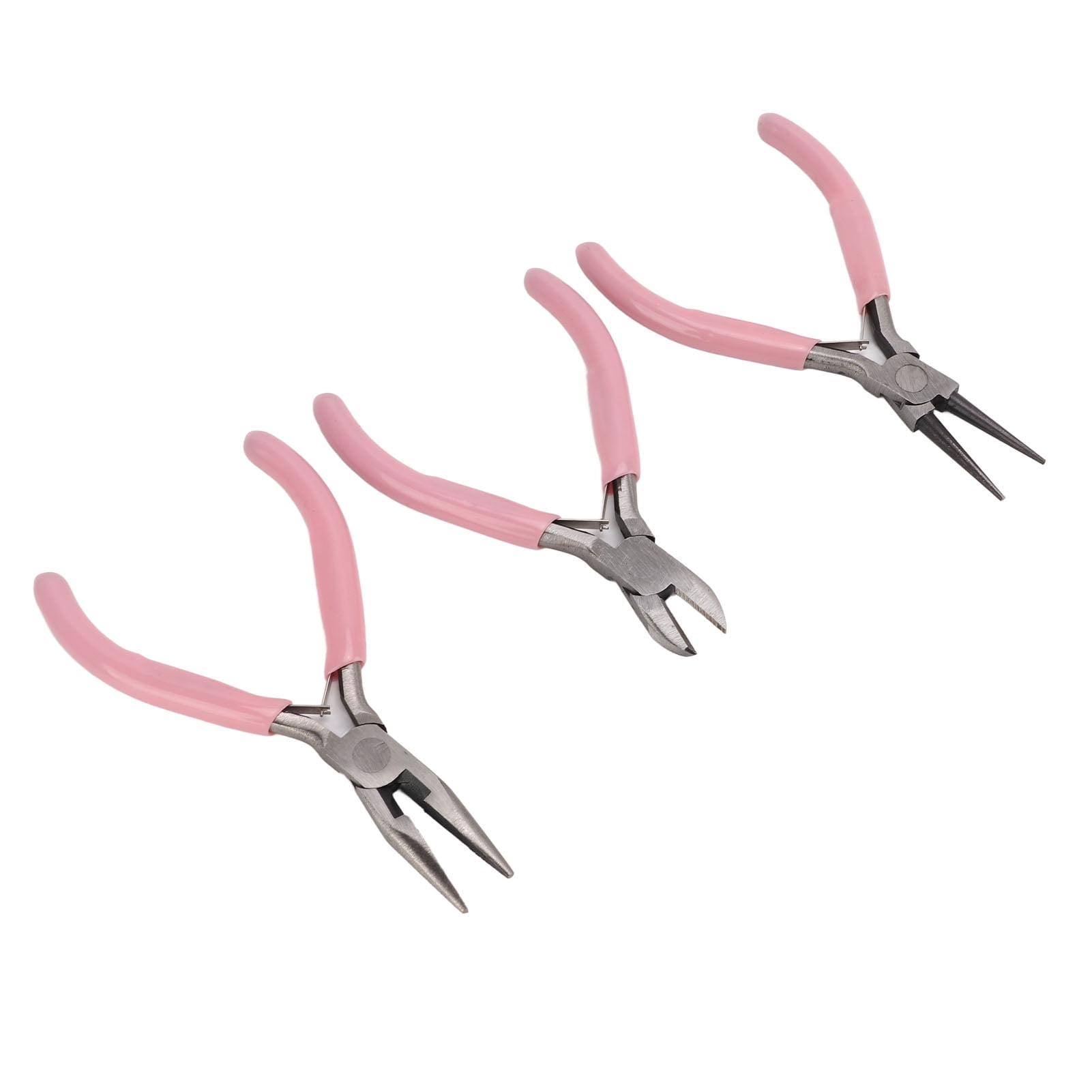 3Pcs Pink Jewelry Pliers,Round Needle Diagonal Nose Carbon Steel Sturdy ...