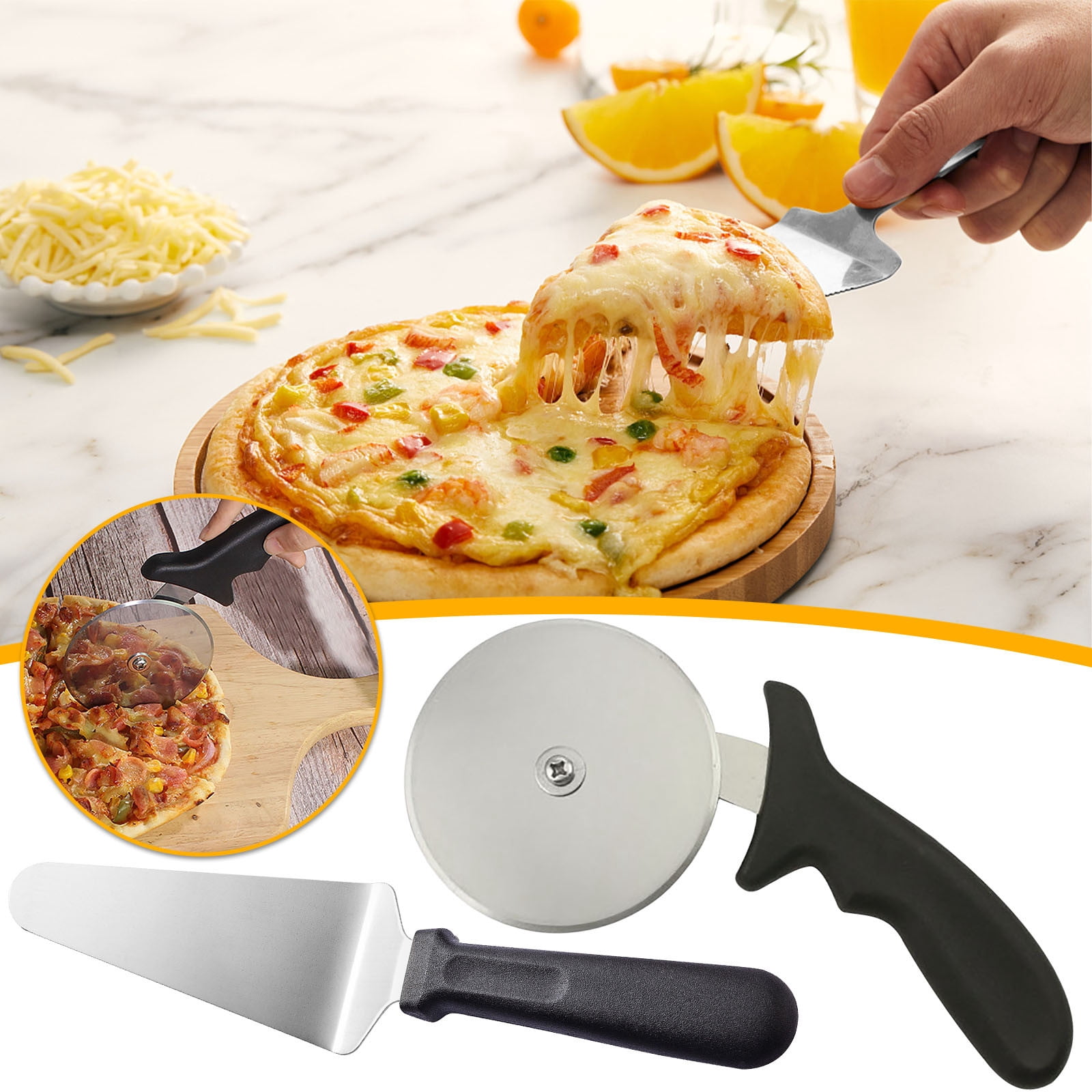 3Pcs Pizza Cutter Set, Yannianjz Pizza Knife and Shovel Tool Set ...