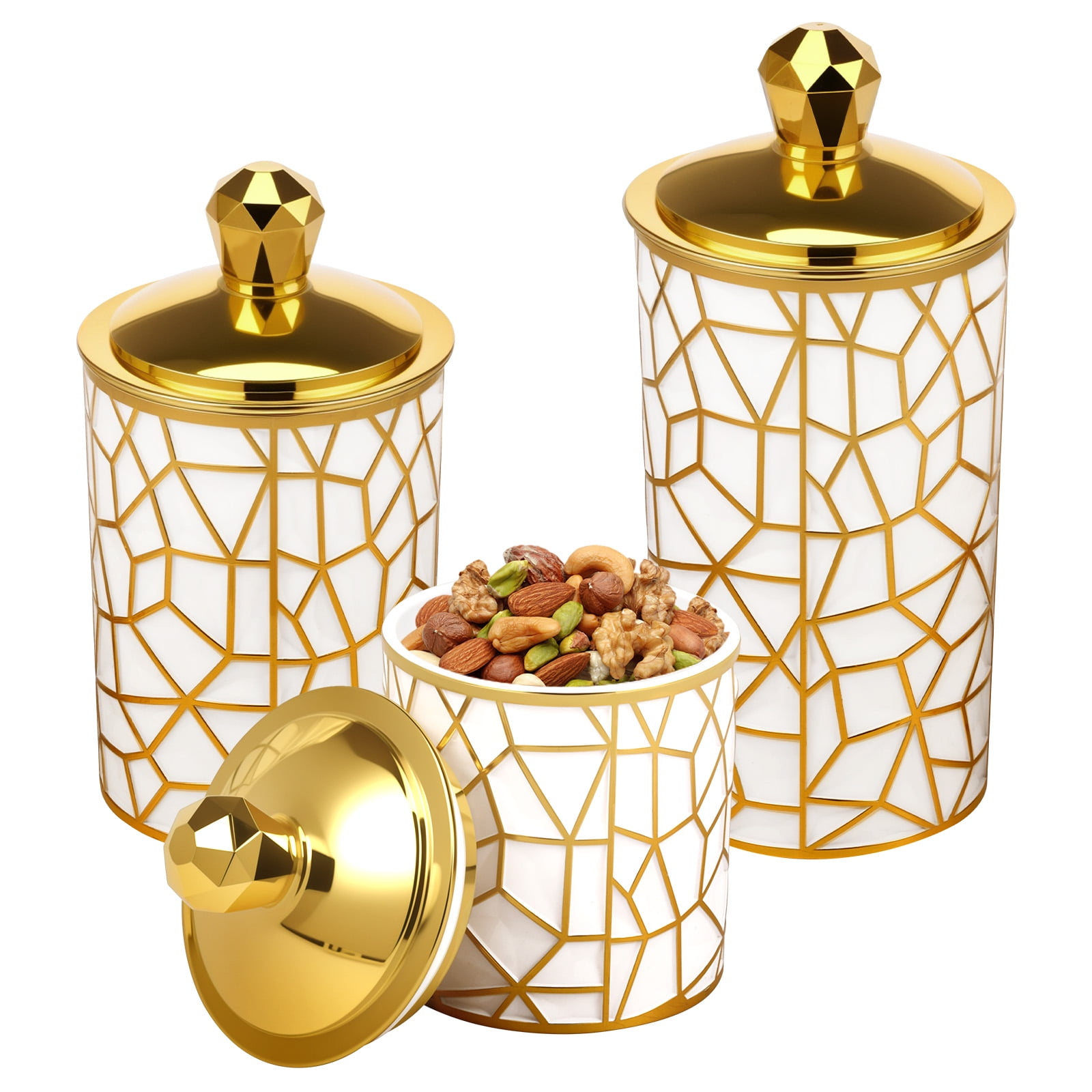 3Pcs Plastic Canister Set with Airtight Lids for Kitchen Counter Sugar ...