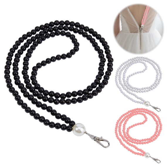 3Pcs Plastic Imitation Pearl Beaded Zipper Helpers with Alloy Swivel ...