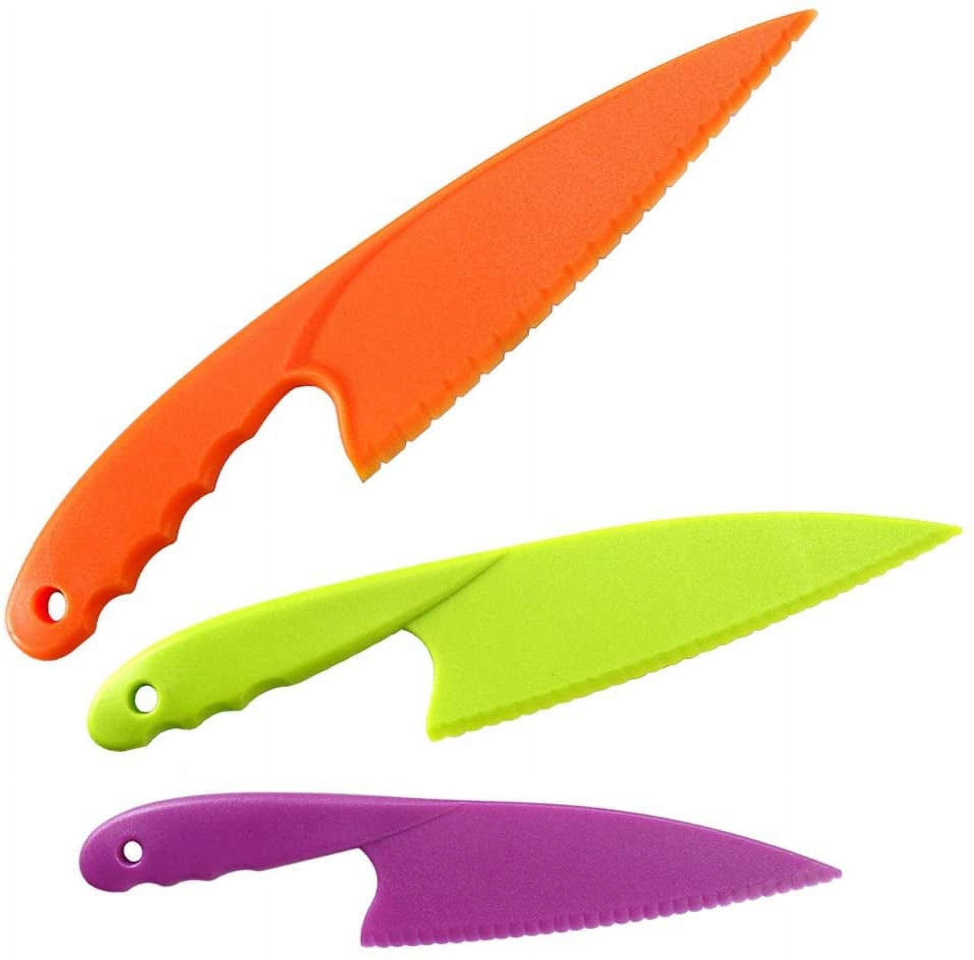 3Pcs Plastic Kitchen Knife Set, Nylon Kitchen Knives for Kids, Safe ...