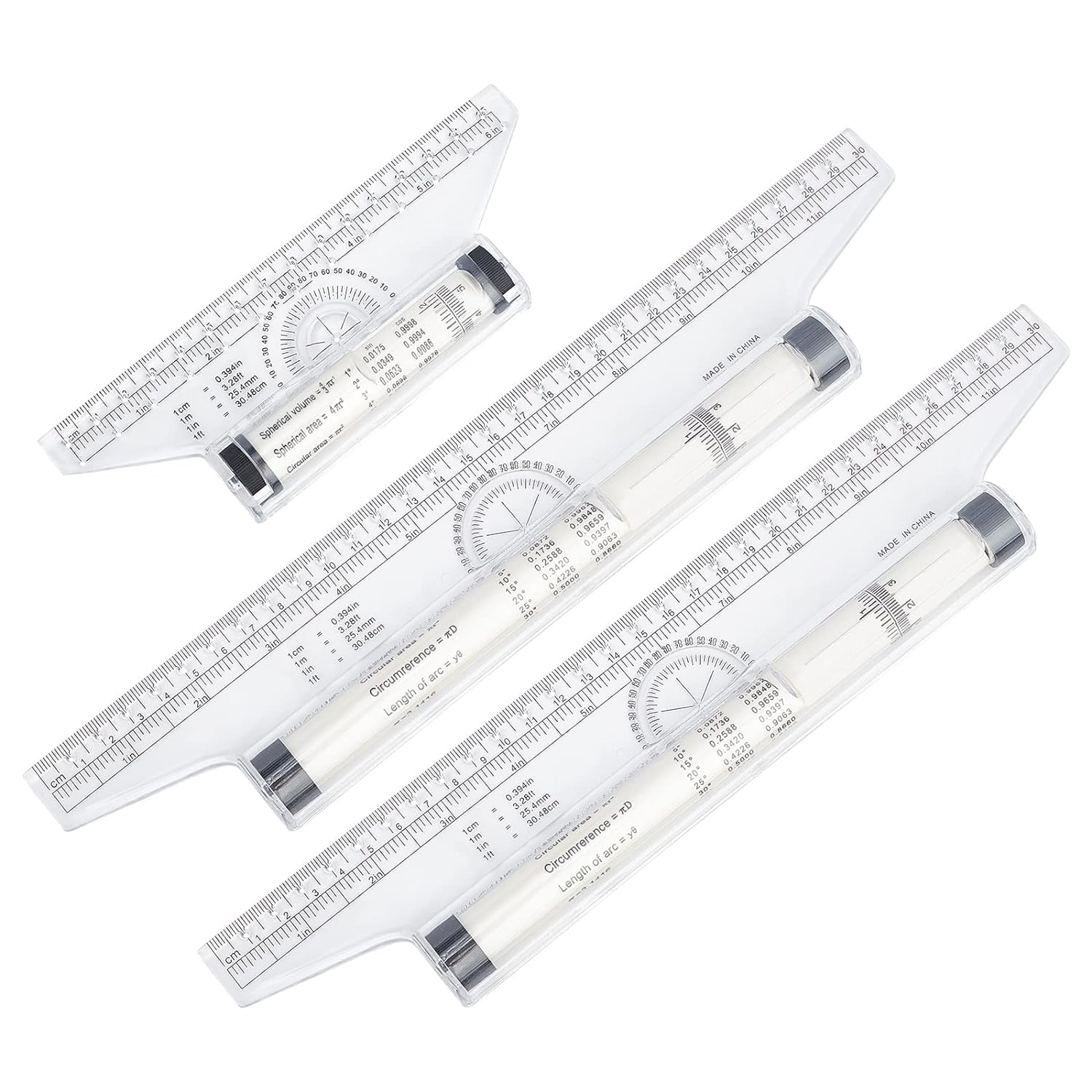 3Pcs Plastic Measuring Rolling Ruler Drawing Roller Ruler Parallel ...