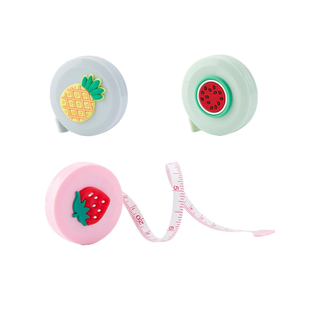 3Pcs Plastic Tape Measure 52mm 3 Colors Soft Retractable Tape Ruler ...