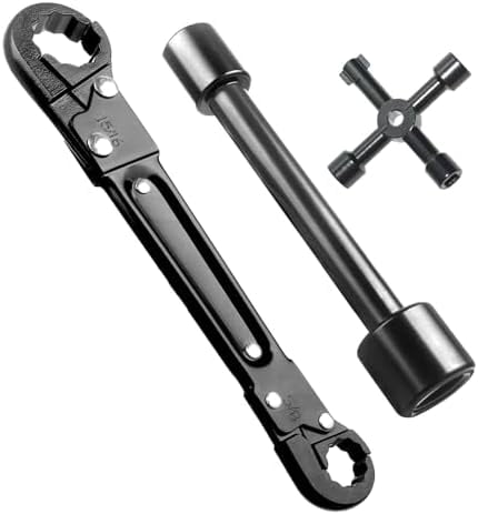 3Pcs Plumbing Wrench Set, with Double Socket, Angle Stop Wrench & 4-Way ...