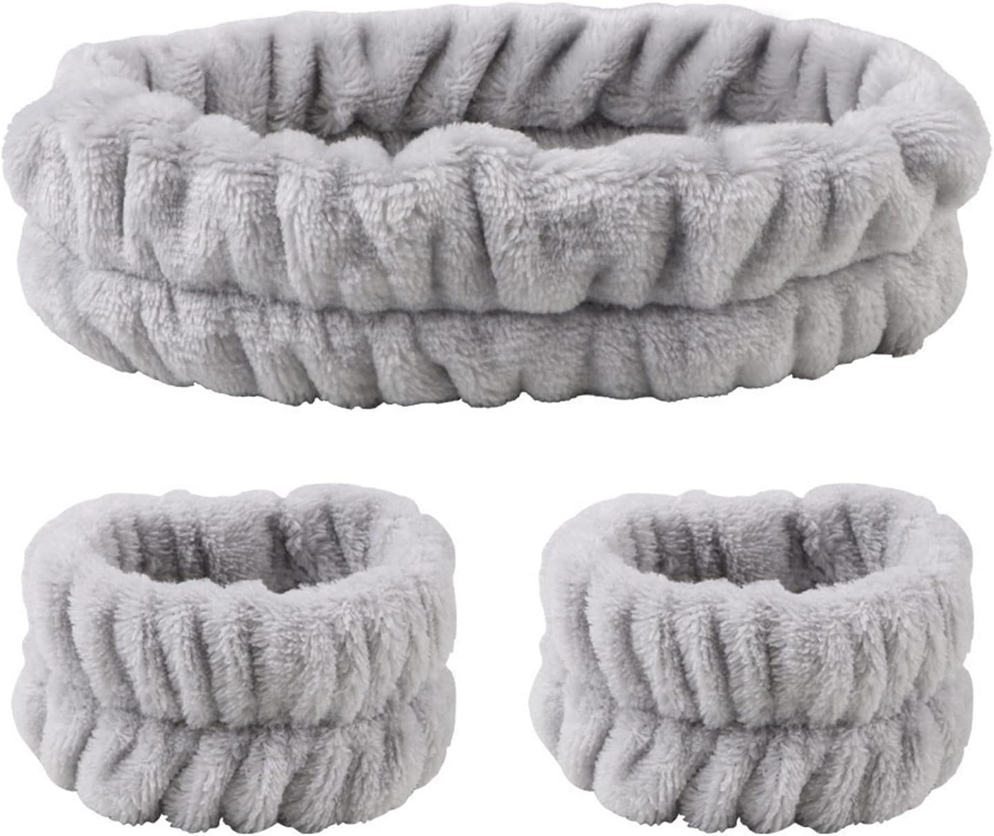 3Pcs Plush Spa Headband Wrist Washband Scrunchies Cuffs Set for Washing ...