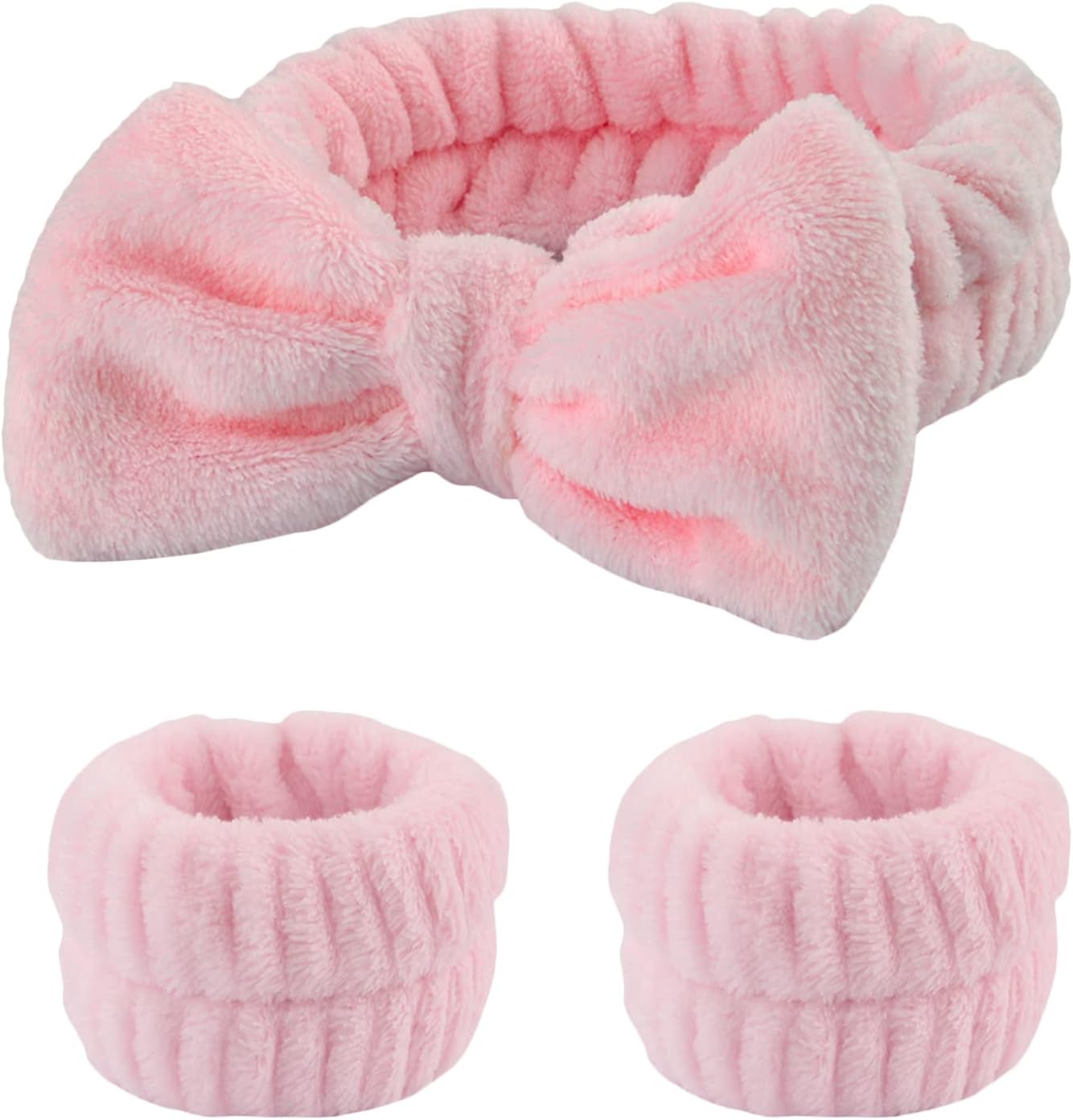 3Pcs Plush Spa Headband Wrist Washband Scrunchies Cuffs Set for Washing ...