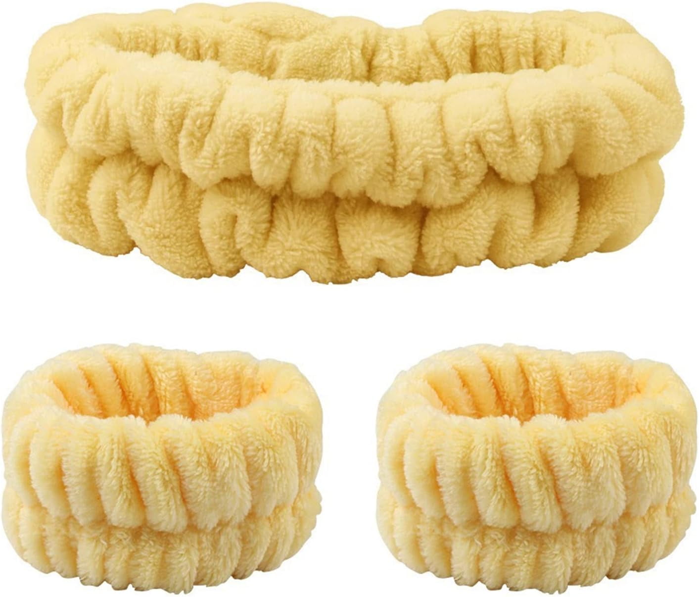3Pcs Plush Spa Headband Wrist Washband Scrunchies Cuffs Set for Washing ...