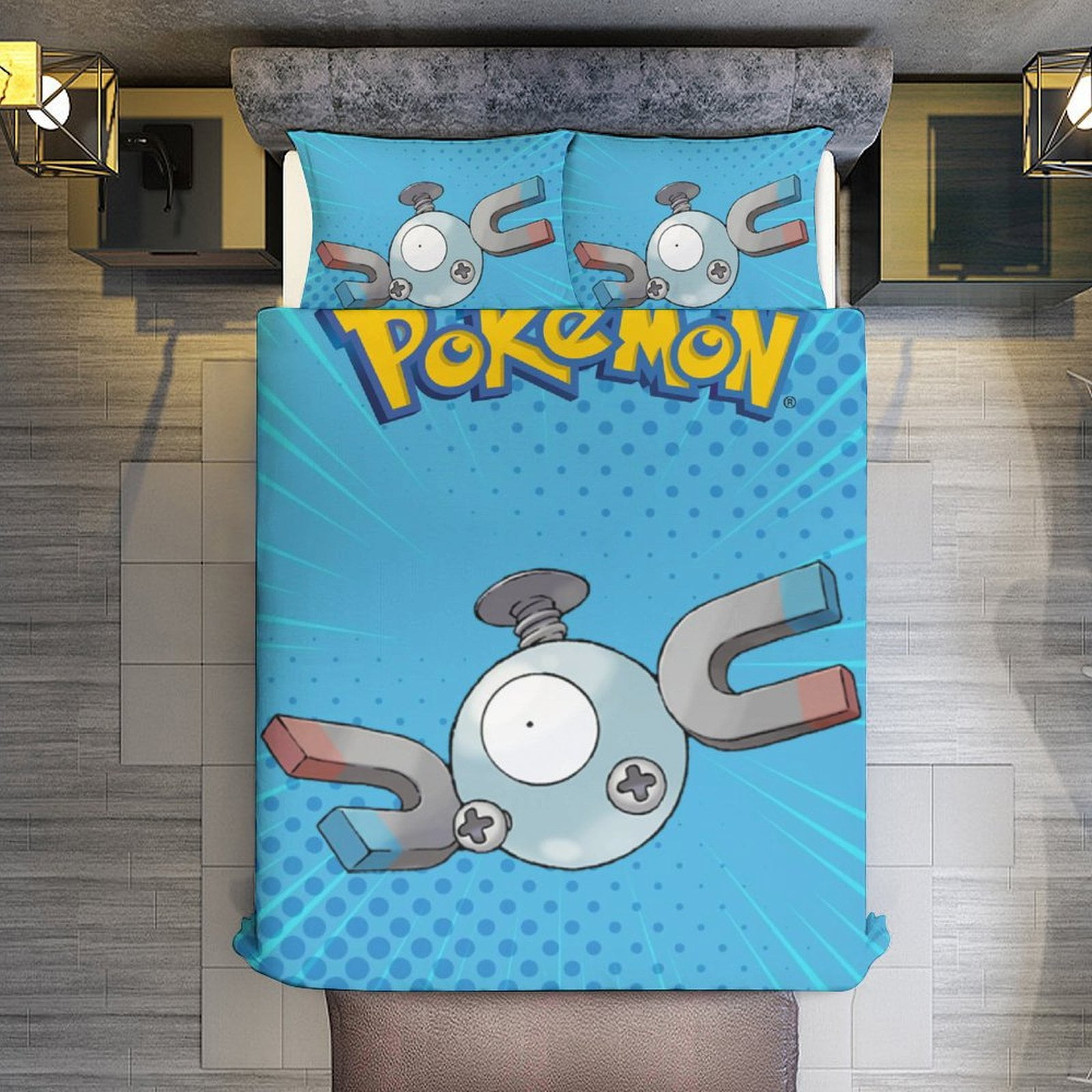 3Pcs Pokémon Magnemite Bed Sheets for Kids Boys Girls,Bedding Set,3 ...