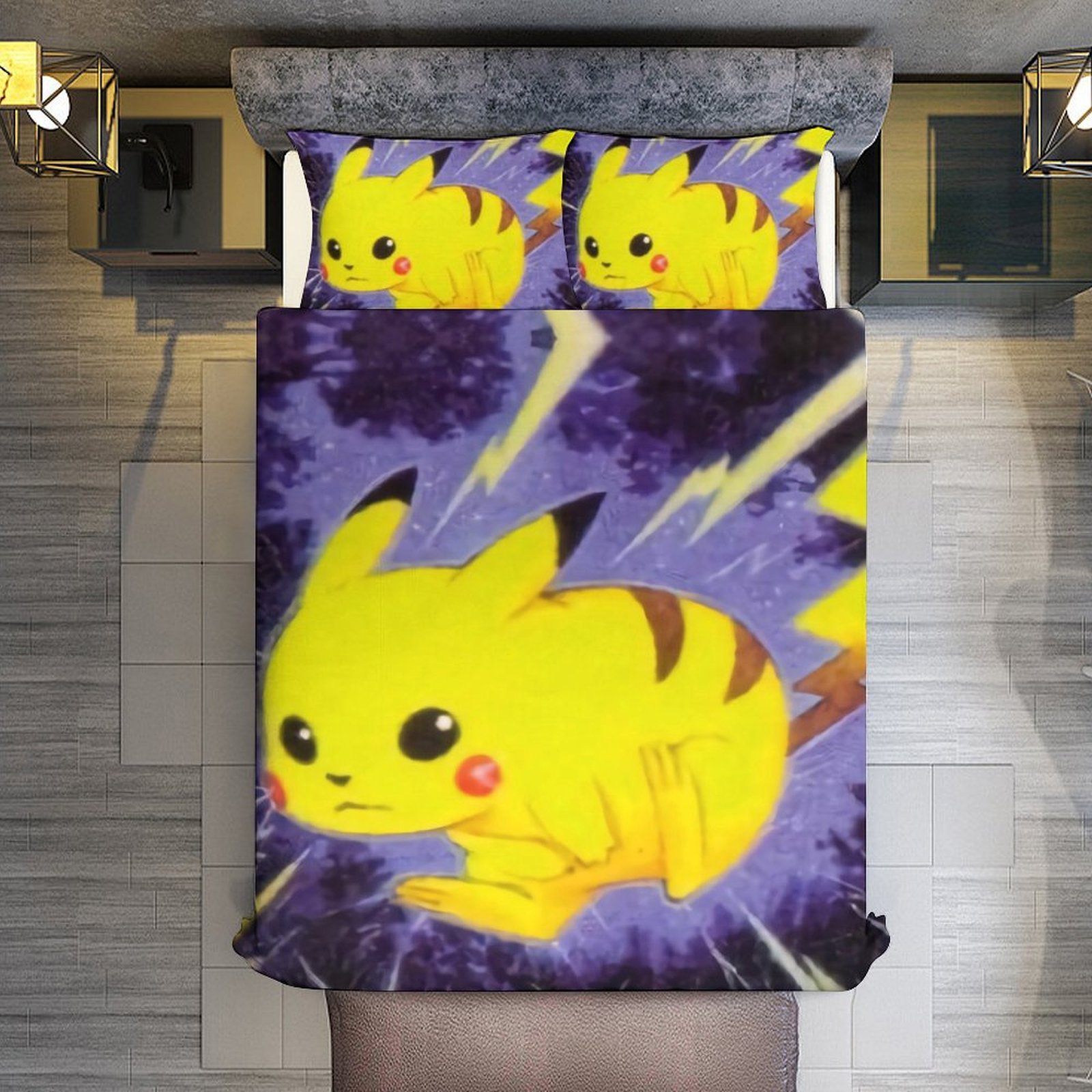 3Pcs Pokémon-Pikachu Raichu Pichu Duvet Cover with 2 Pillowcases for ...
