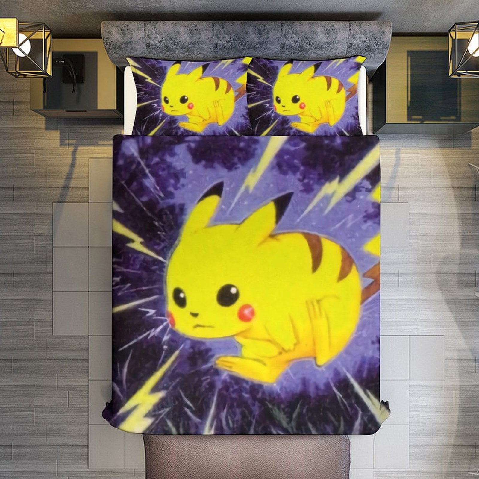3Pcs Pokémon-Pikachu Raichu Pichu Duvet Cover with 2 Pillowcases for ...
