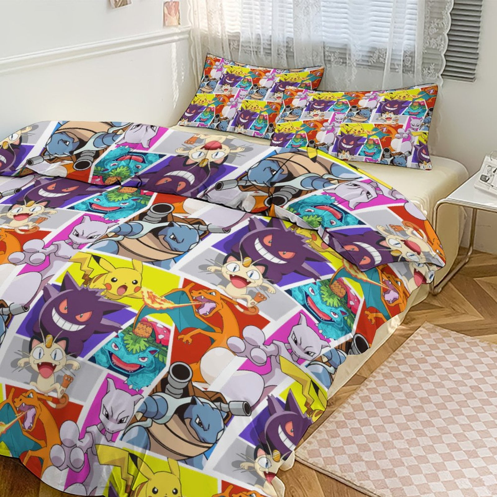 3Pcs Pokemon Comforter Set Cartoon Cute Bedding Set Soft Bedding Set ...