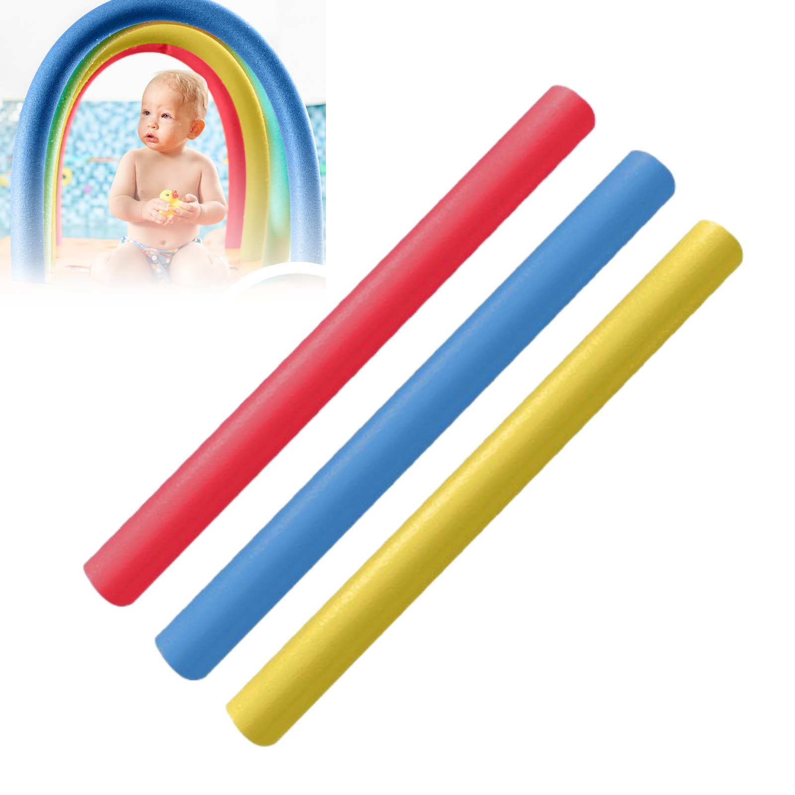 3Pcs Pool Swim Noodle, 60 Inch Hollow Foam Pool Swim Noodle, Bright ...