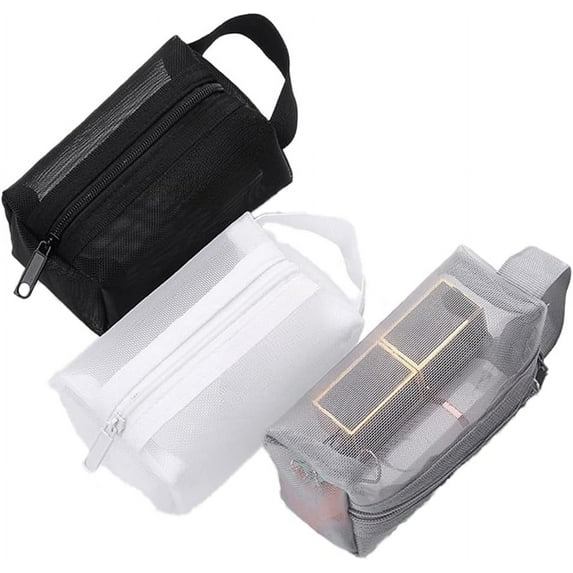 3Pcs Portable Square Mesh Storage Bag, Mesh Toiletry Bags Zippered Mesh ...
