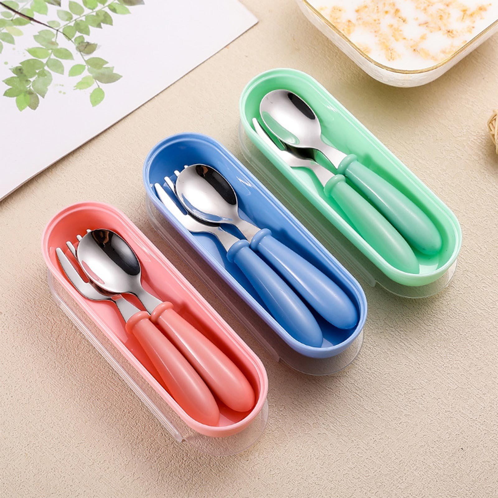 3Pcs Portable Tableware Set Under $5! Kadlawus Stainless Steel Portable ...