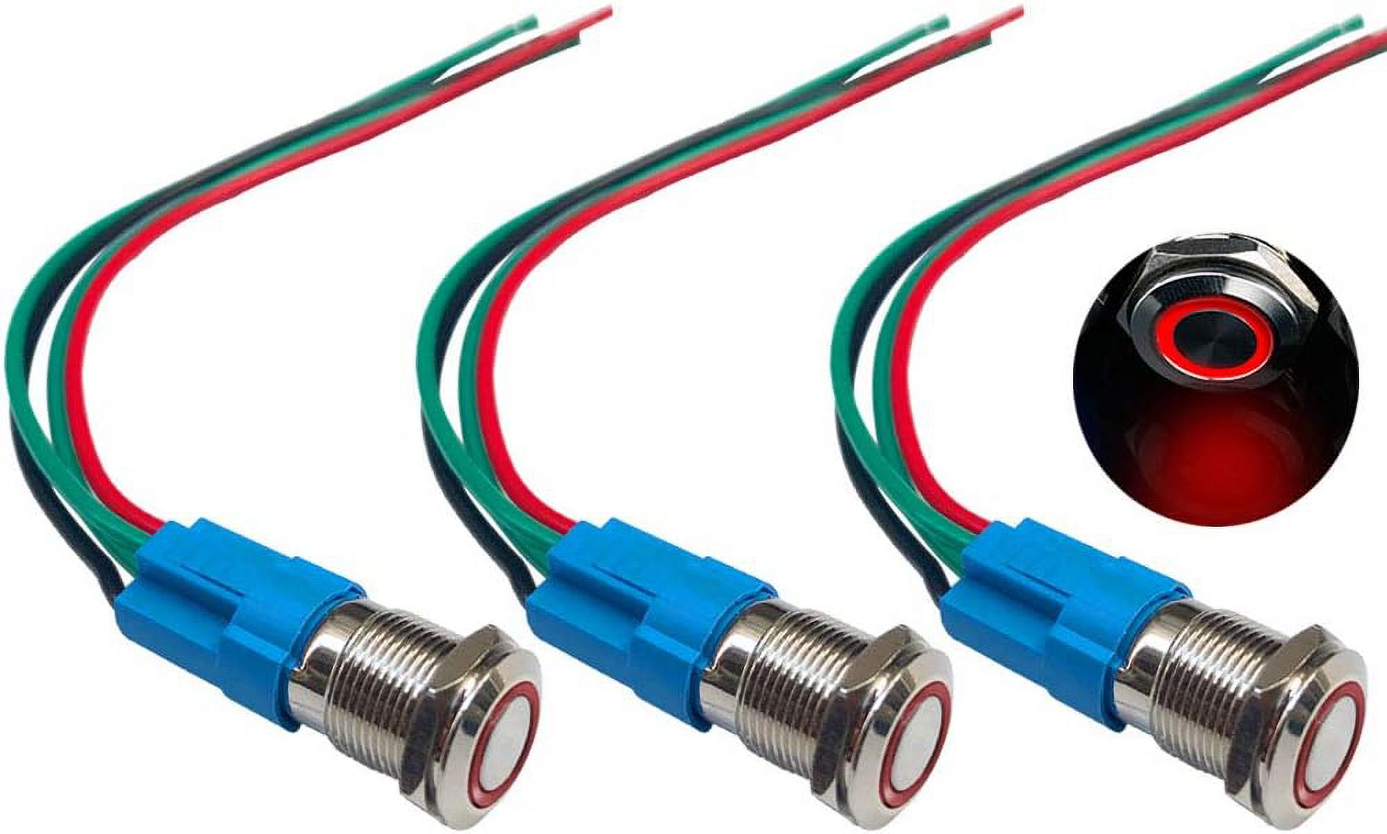 3Pcs Premium 12V/24V 3A Momentary Push Button Switch, 12Mm Push Button ...