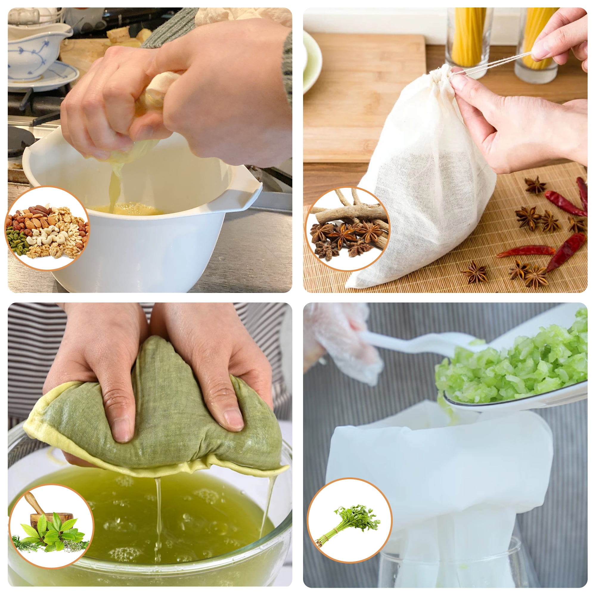 3Pcs Premium Fine Mesh Food Grade Nut Milk Bag, Reusable Fine Mesh ...