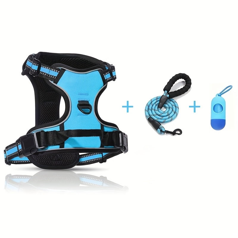 3Pcs No Pull Dog Harness & Leash Set with Poop Bag Dispenser, Escape ...