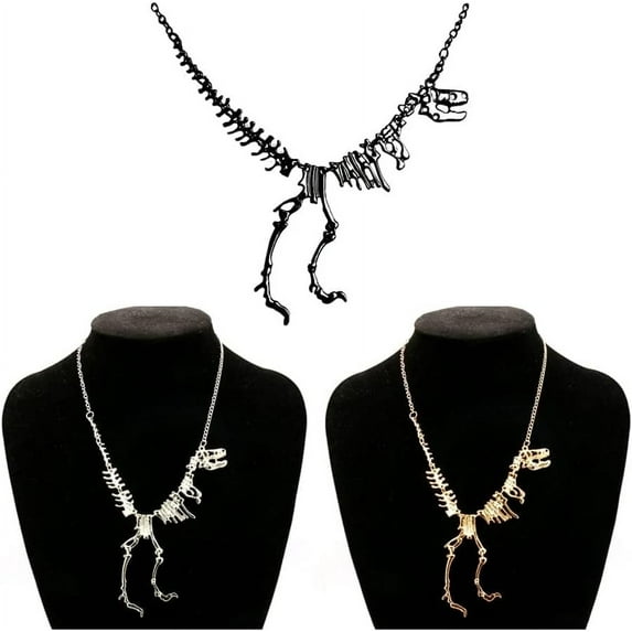 3Pcs Punk Exaggerated Dinosaur Skeleton Necklaces & Pendant Women ...