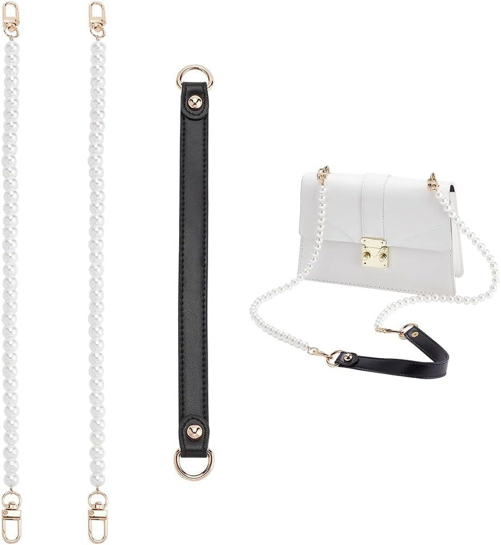 3Pcs Purse Chain Strap 42.5 Inch Imitation Pearl Bead PU Leather ...