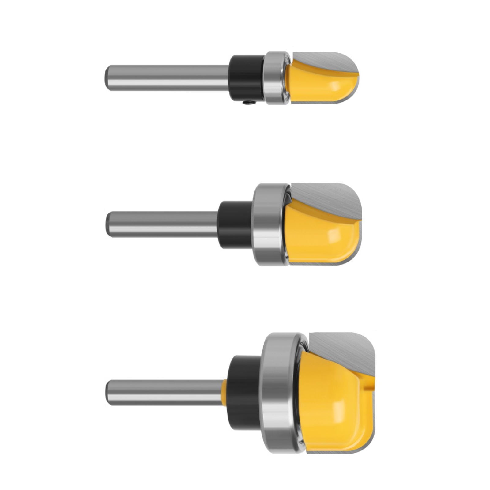 3Pcs Quality Router Bits Set for Deep Profiles Yellow, 1/4'' Shank ...