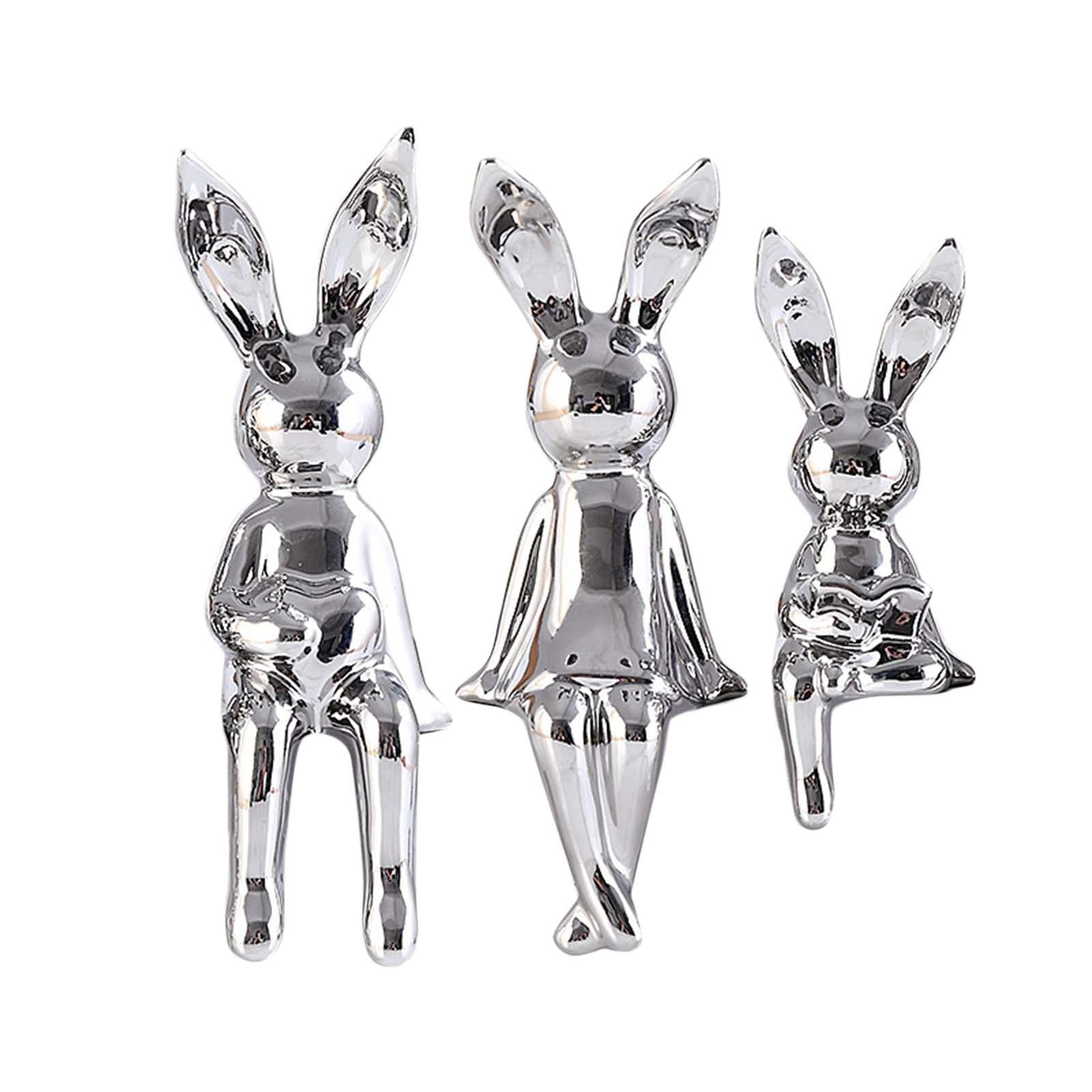 3Pcs Rabbit Family Statues Figurines Animal Figure Tabletop Desk ...