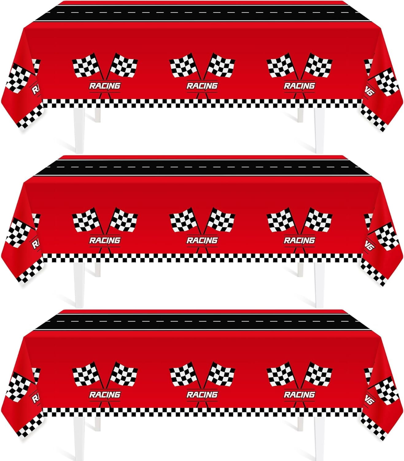 3Pcs Racing Car Plastic Tablecloth, Race Birthday Party Decorations, 54 ...