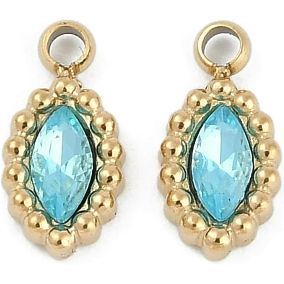 3Pcs Real 18K Gold Plated Horse Eye Charms 304 Stainless Steel Micro ...