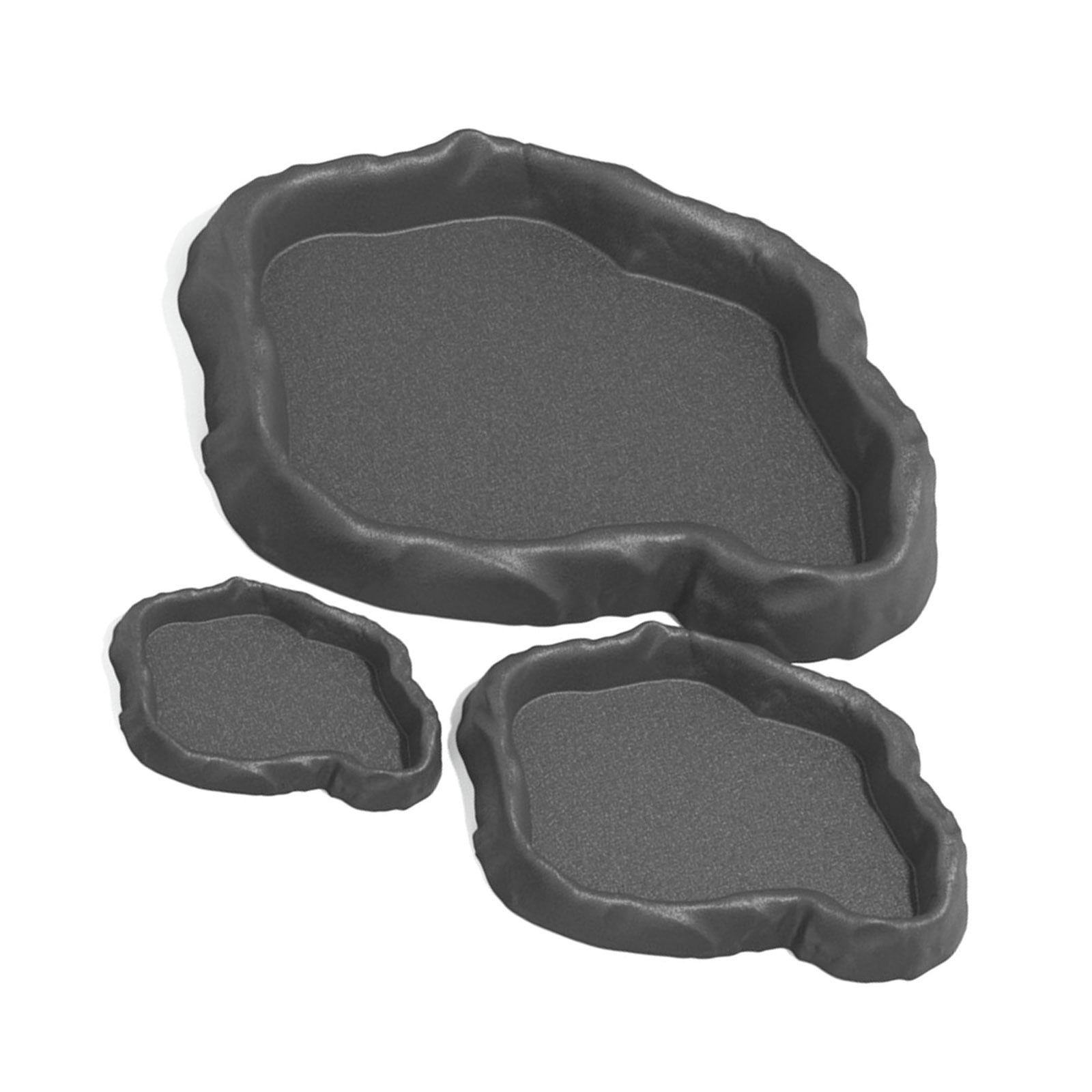 3Pcs Realistic Rock Reptiles Bathing Bowl Plastic Habitat Water Dish ...