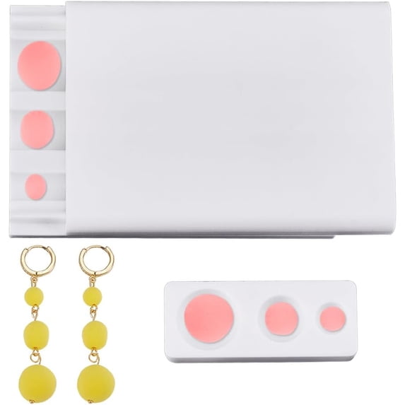 3Pcs Rectangle Plastic Clay Mold Clays Round Shape Earring Making Molds ...