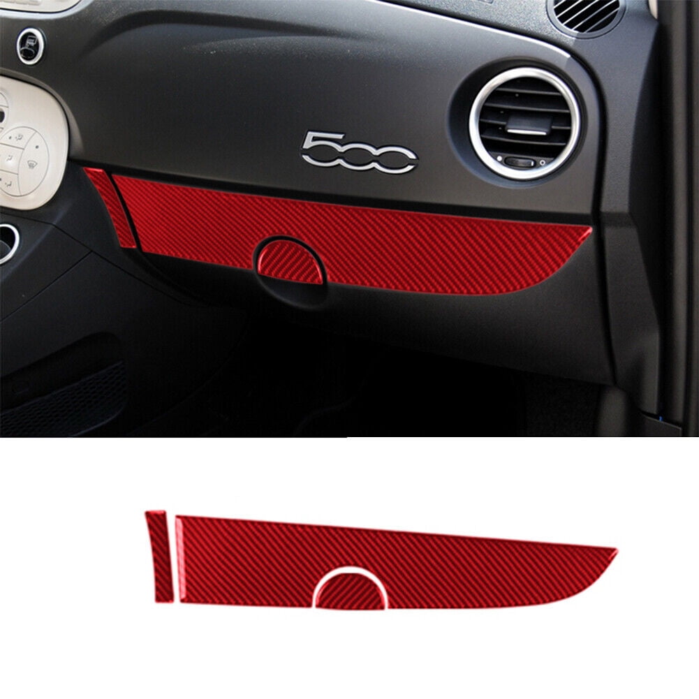 3Pcs Red Carbon Fiber Interior Passenger Dashboard Cover Trim For 12-15 ...