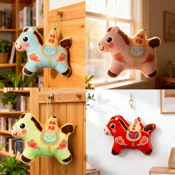 3Pcs Red(Random) Kawaii Tiny Pony Figurine Keychain, Cute Cartoon Horse ...