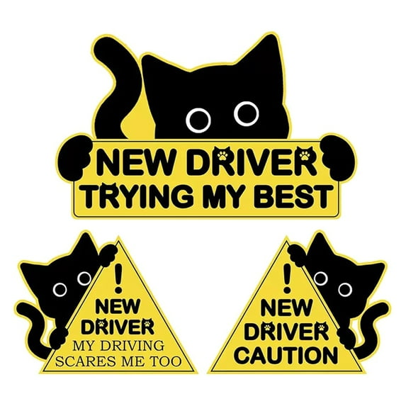 3Pcs Reflective Safety Stickers New Driver Sticker for Multiple ...