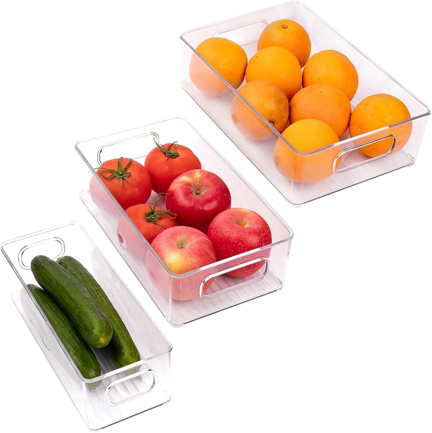 ZHOHO TANT Clear Stackable Refrigerator Organizer Bins with Handles, 3 ...