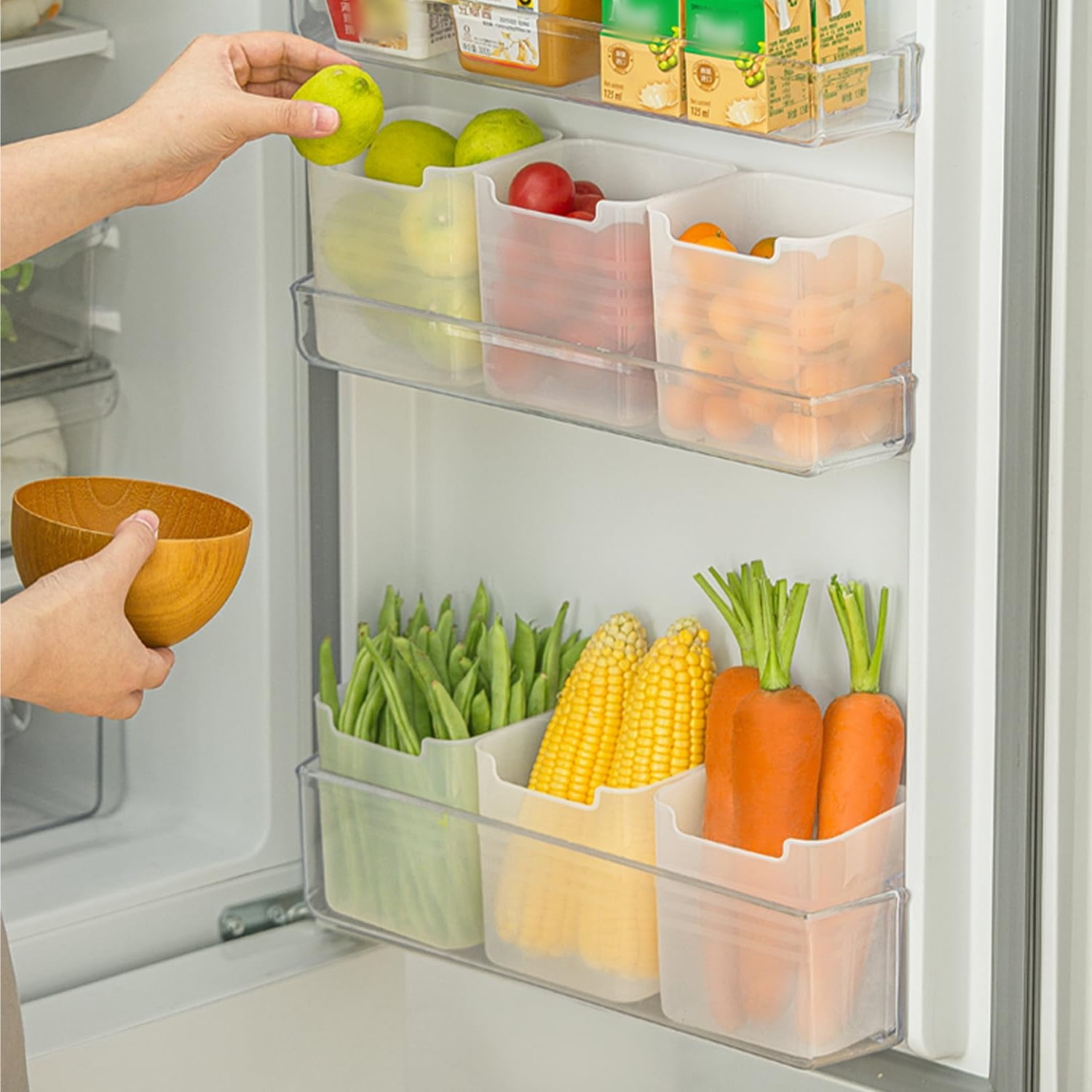 3Pcs Refrigerator Organizer Box, Plastic Refrigerator Side Door Storage ...