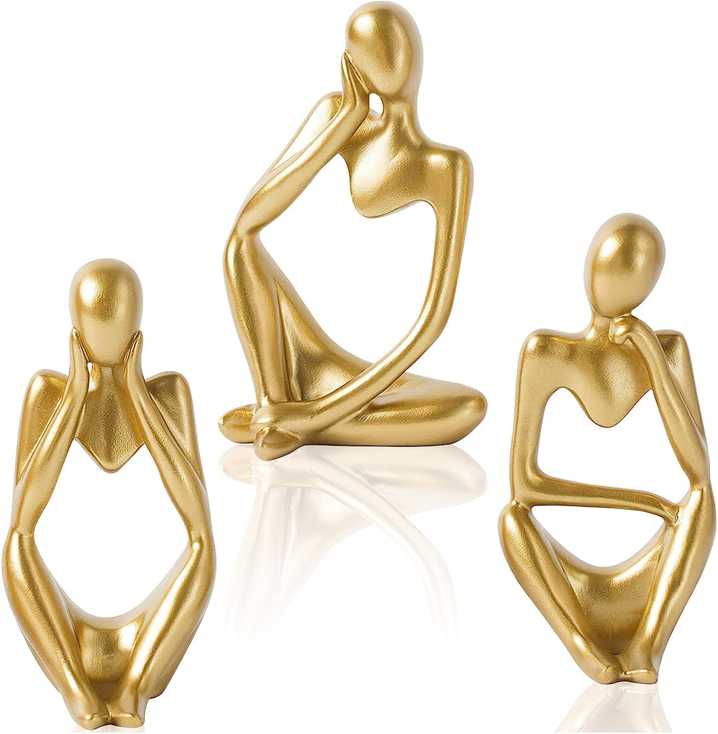Modern Decorations: 3Pcs Gold Thinker Statue, Abstract Bookshelf Decor ...