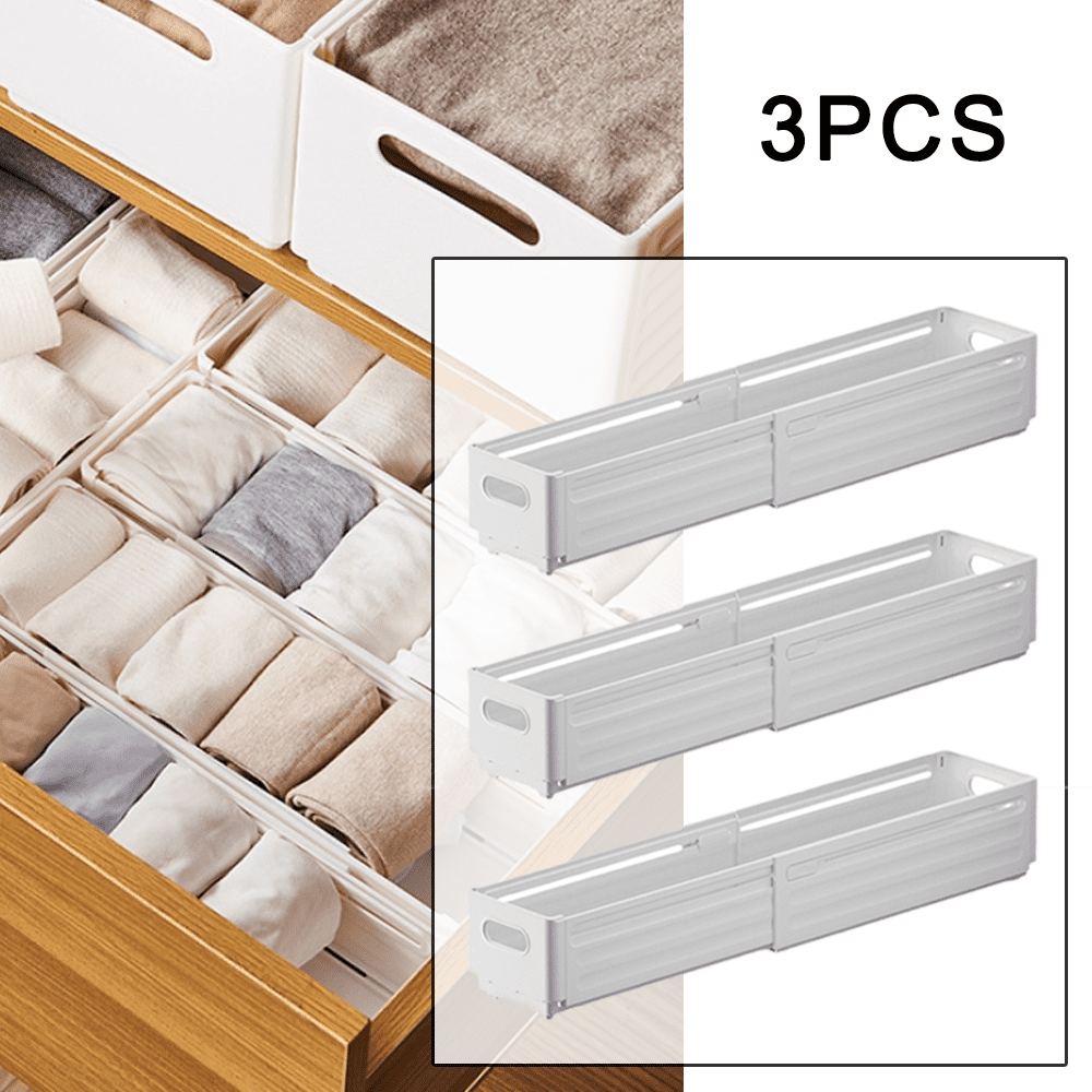 3Pcs Retractable Storage Box With Stackable And Adjustable Clothing ...