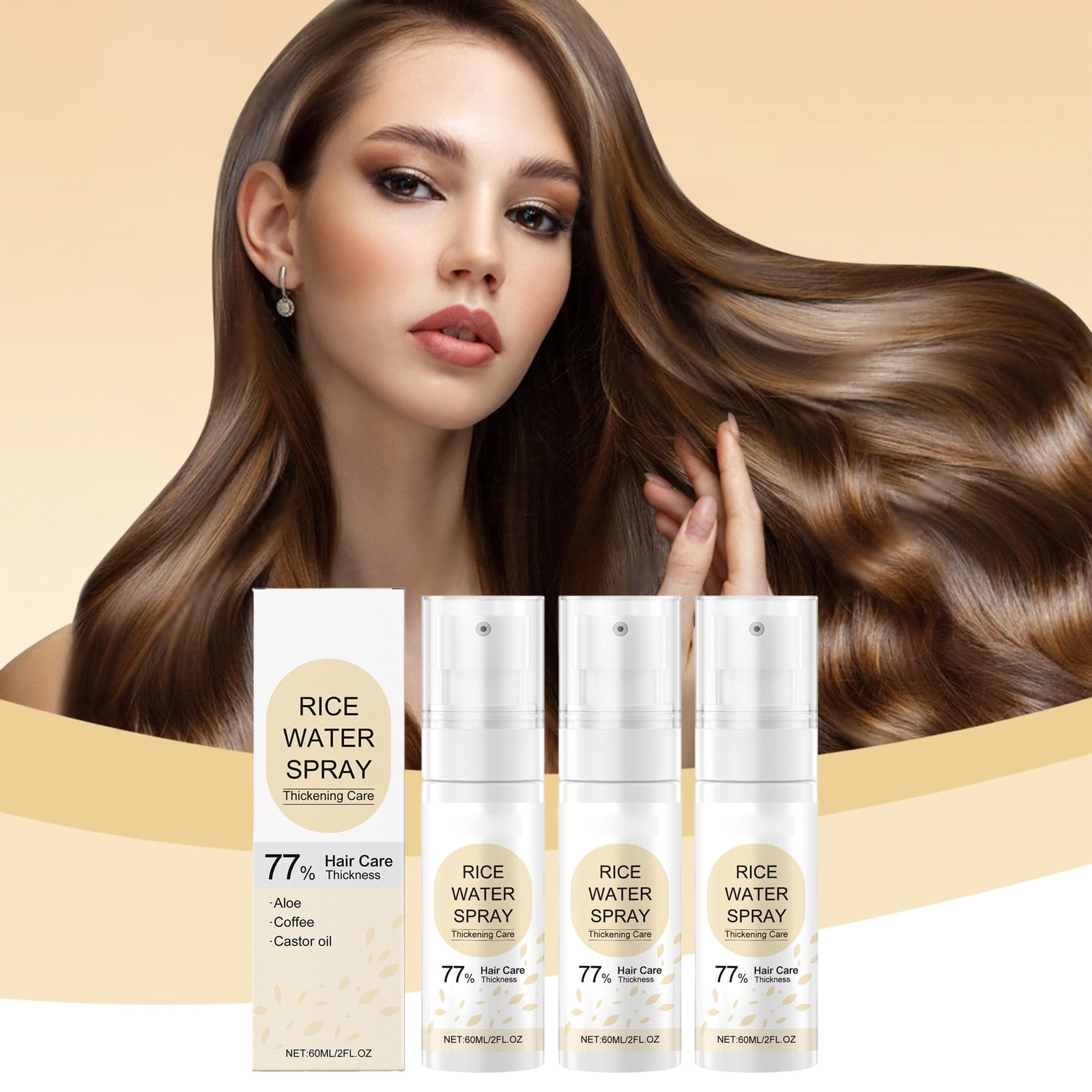 3Pcs Rice Water Hair Care Serum: Veganic Natural Hair Oil Infused With ...