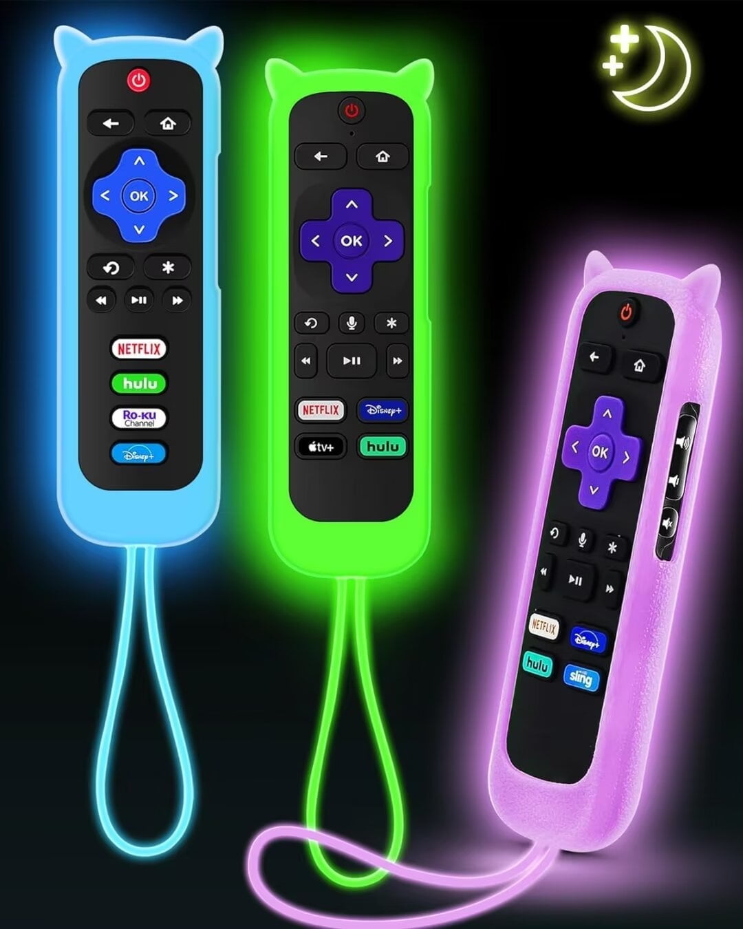 3Pcs Remote Case Remote Covers with Cat Ears Design Silicone Protective ...