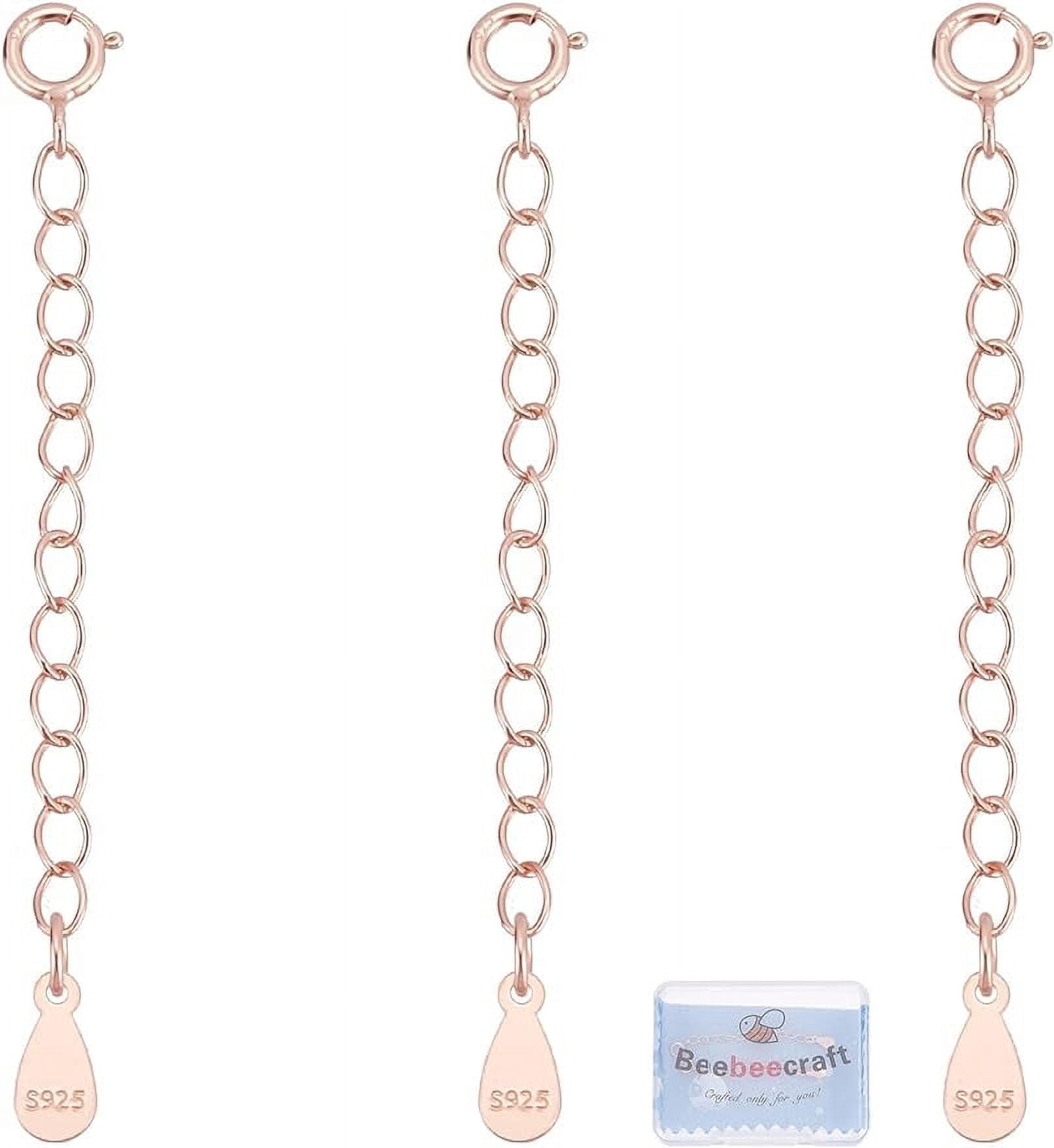 3Pcs Rose Gold Necklace Extenders 925 Sterling Silver Bracelet Anklets ...